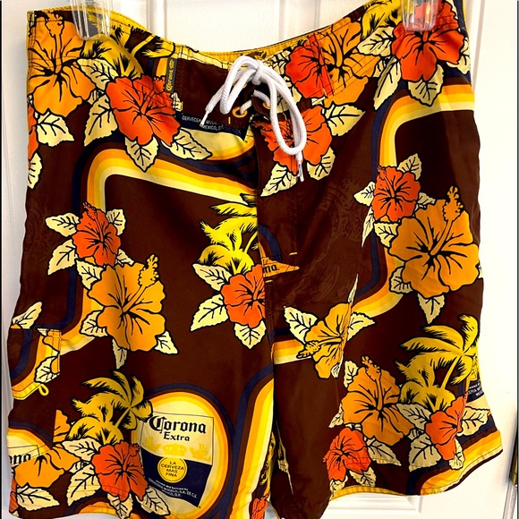 CORONA EXTRA | Swim | Corona Extra Hawaiian Floral Mens Swim Trunks ...